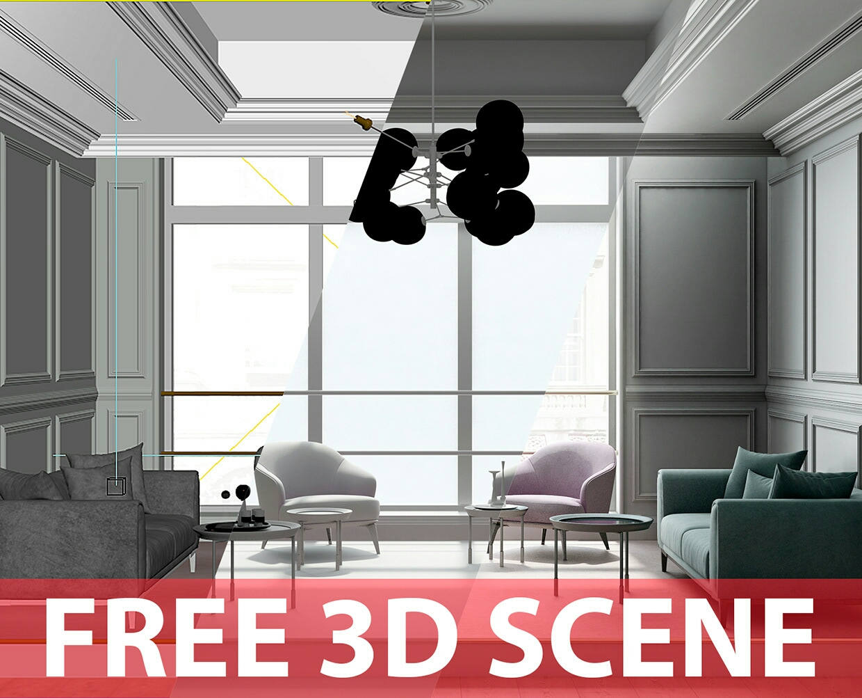 FREE Dmitry Living Room 3D Interior Scene – 3DTEAMZ